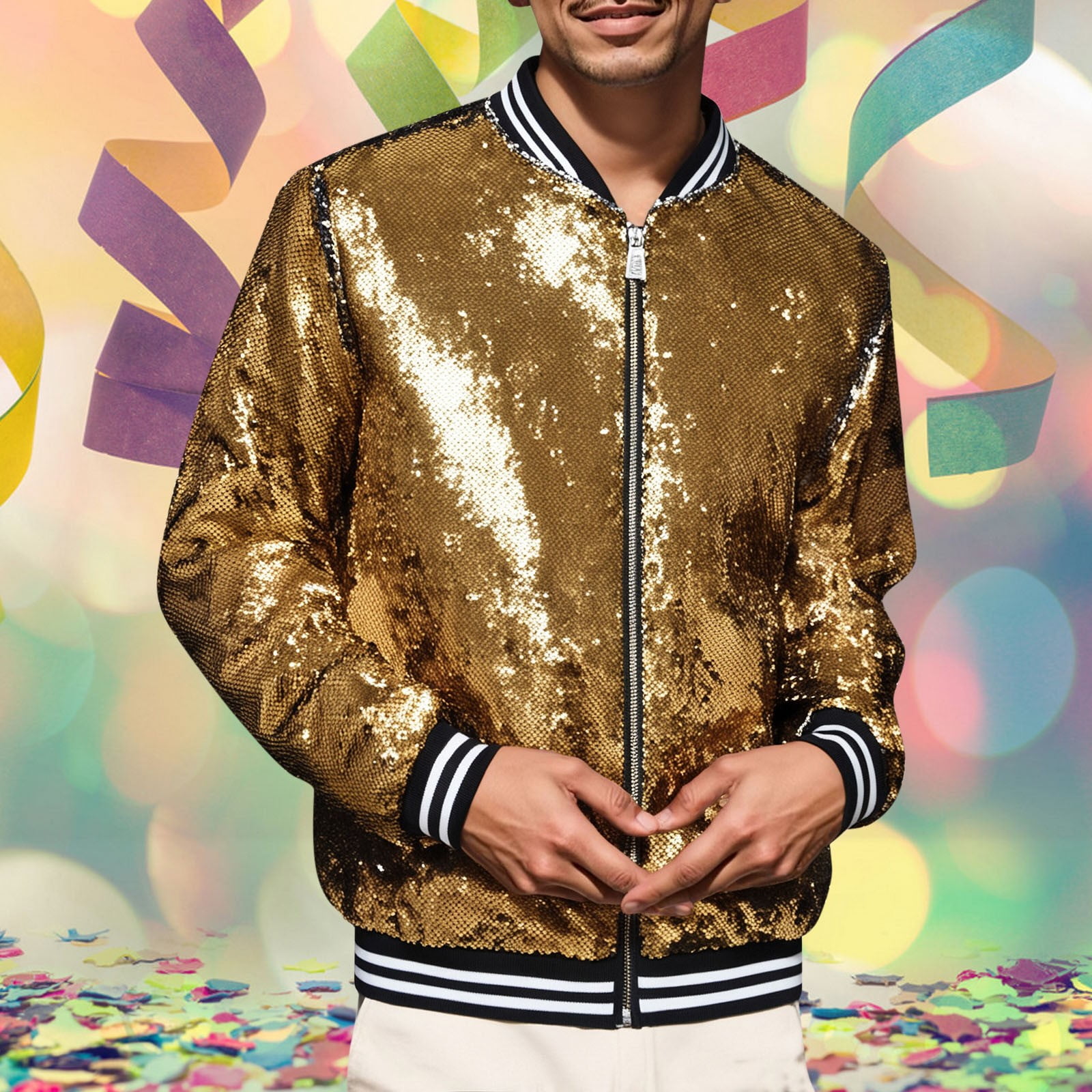 Men Casual Jackets Carnival Clothes For Men Carnival Sequins Striped ...