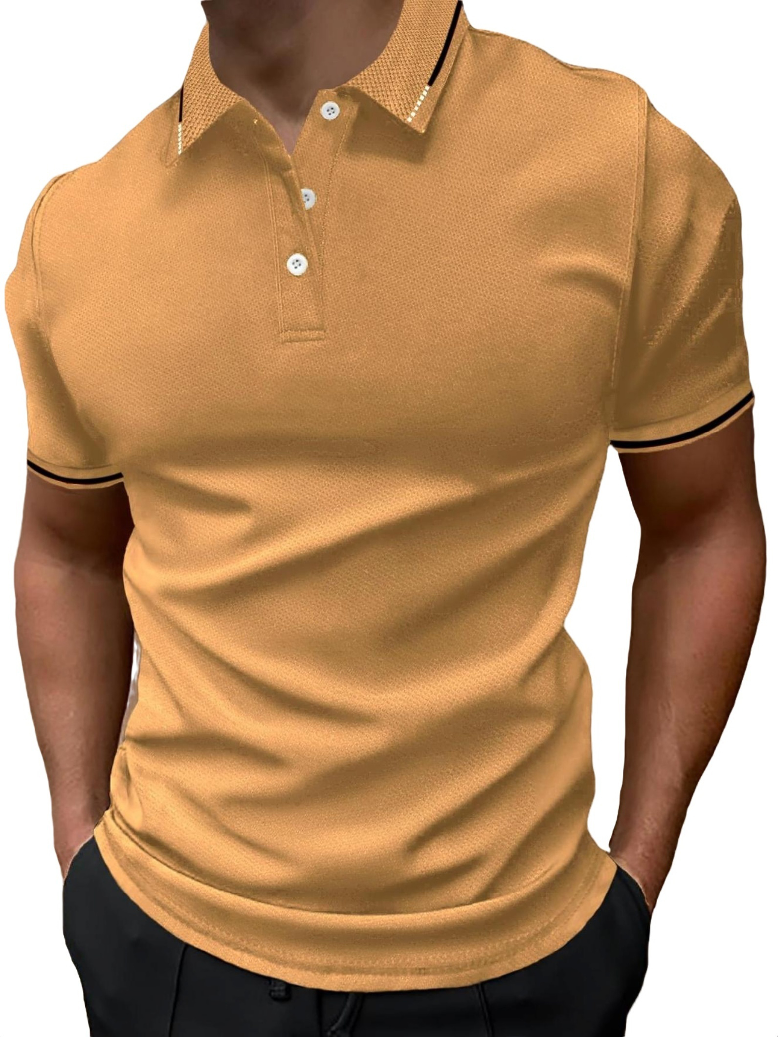 Men Casual Plain Polo Short Sleeve Men Polo Shirts S (36) - Walmart.com