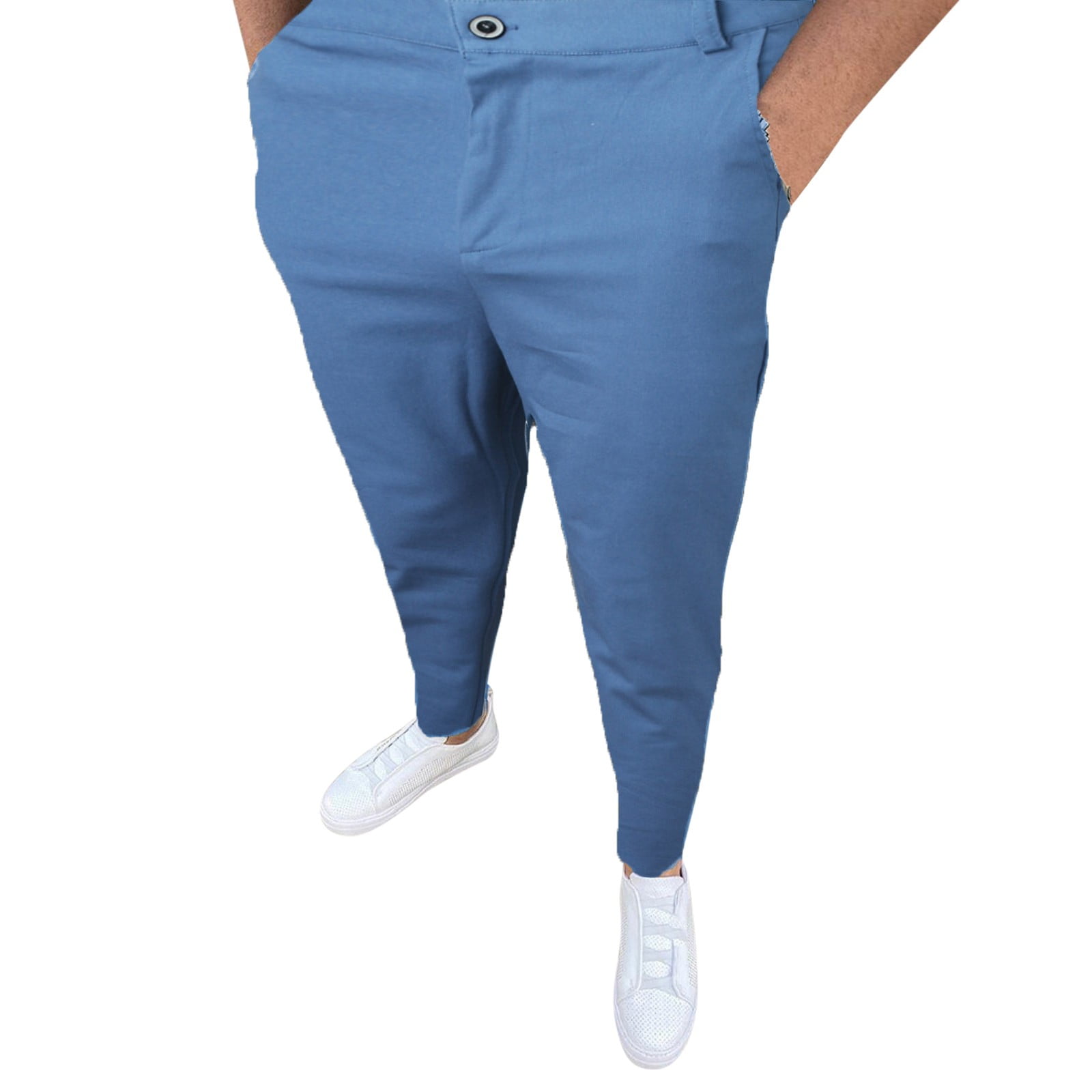 Mens Casual Pants Leisure Versatile Stretch Soild Color Slim Fit Small ...