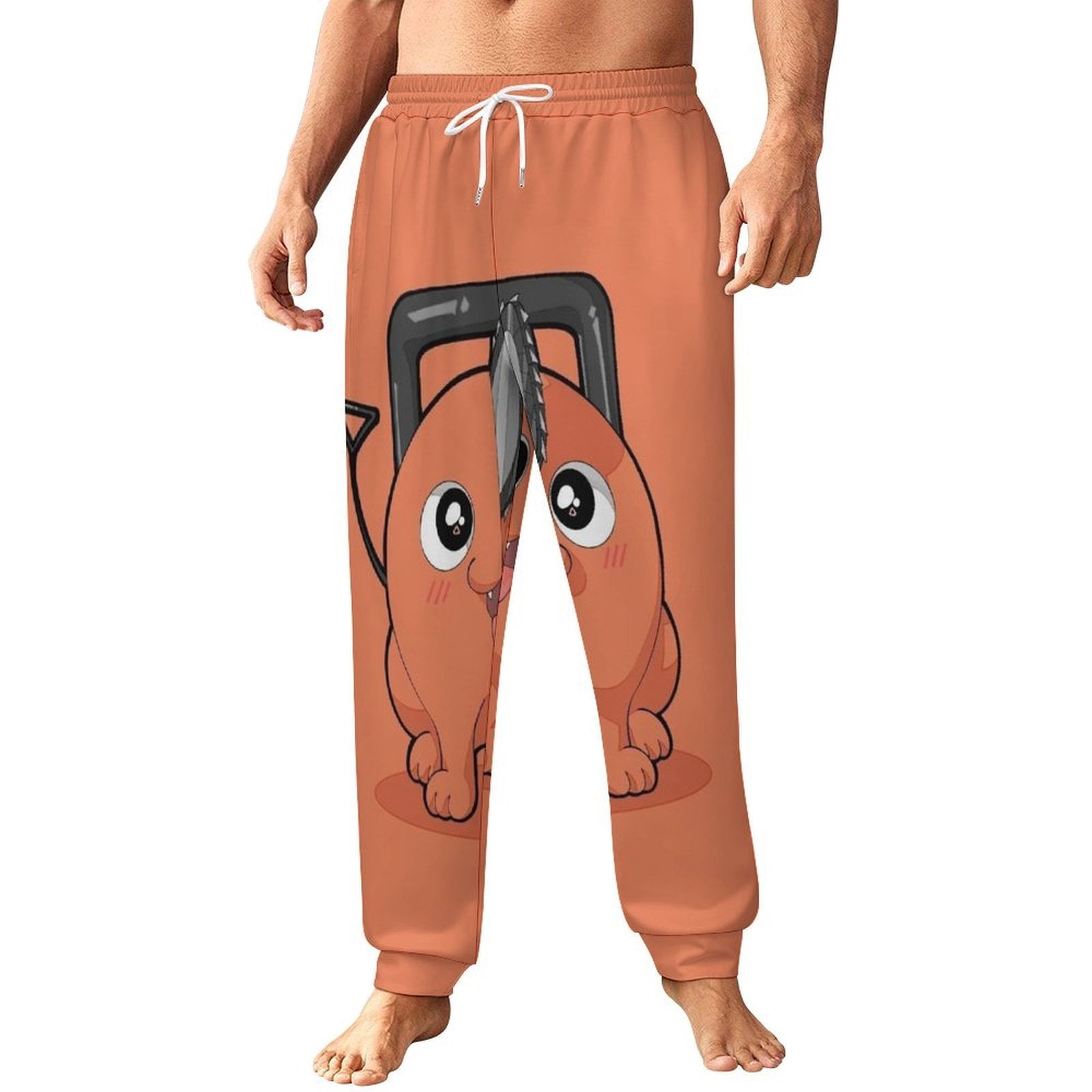 Men Chainsaw Orange Men Sweatpants with Pockets Elastic Waist Sport ...