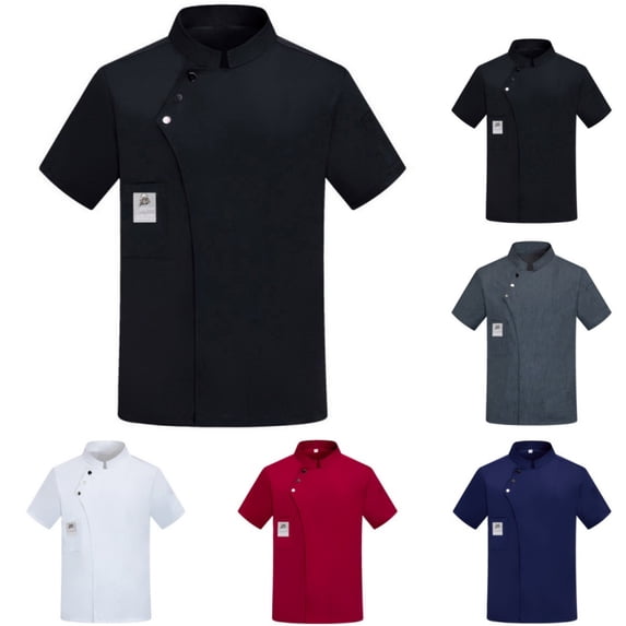 Men Chef Coat Casual Short Sleeve Chef Unisex Jacket 2026 Summer ...