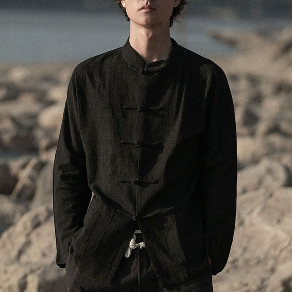 Men Chinese Traditional Kung Fu Tai Chi Coat Tang Suit Uniform Jacket ...