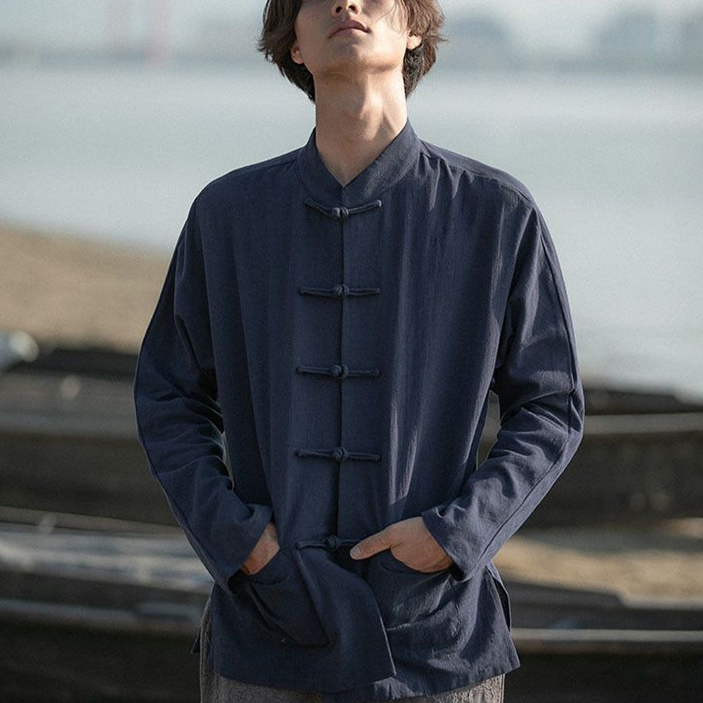 Men Chinese Traditional Kung Fu Tai Chi Coat Tang Suit Uniform Jacket ...