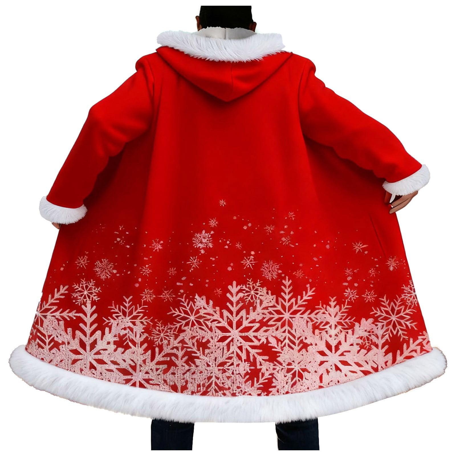 Men Christmas Snowflake Christmas Coat Cape Cardigan Open Front Cloak ...