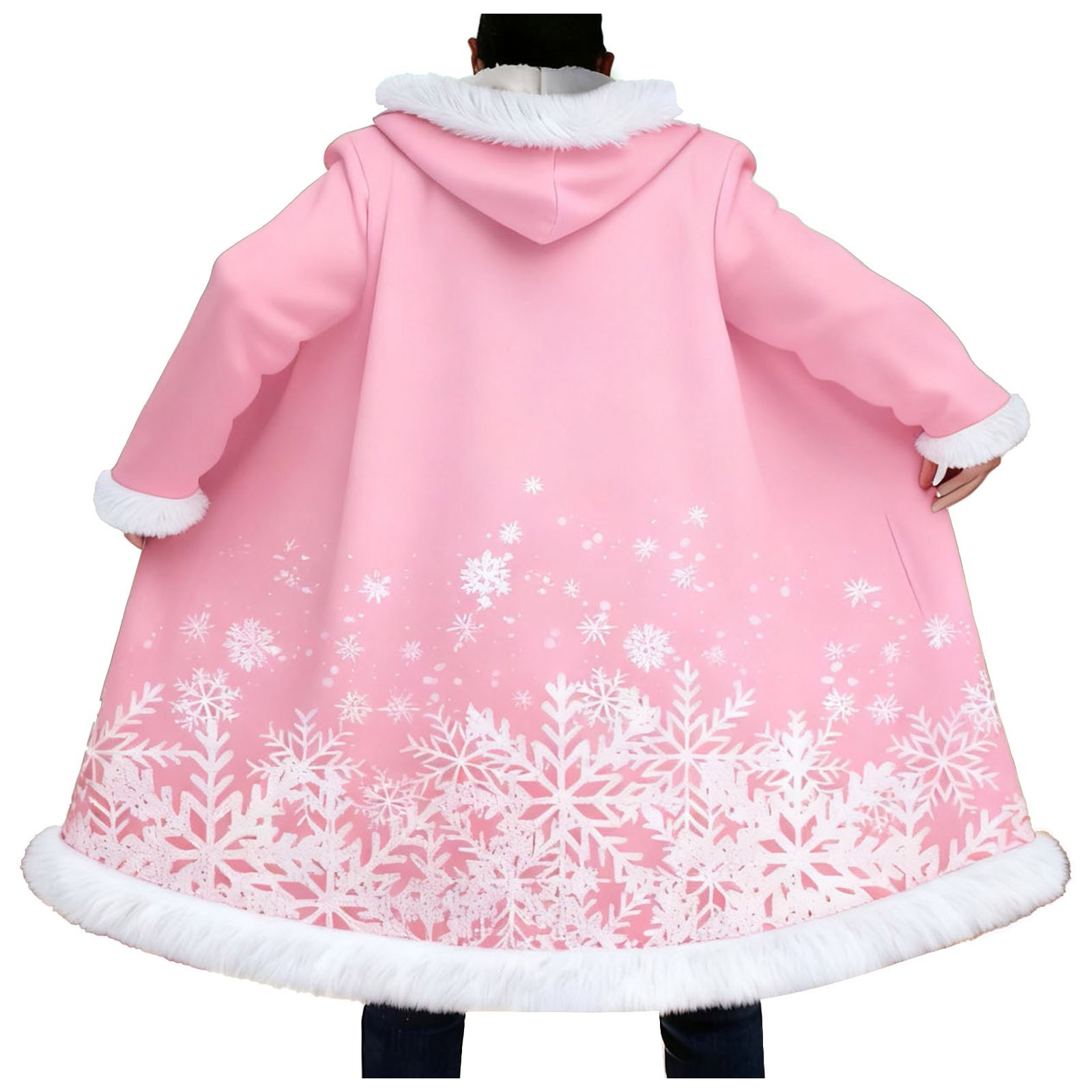Men Christmas Snowflake Christmas Coat Cape Cardigan Open Front Cloak ...