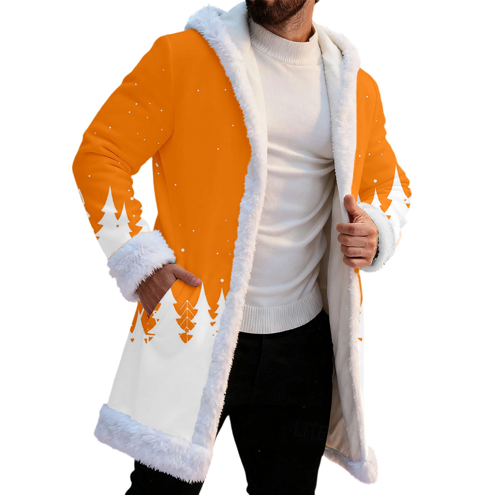 Men Christmas Tree Cape Hooded Coat Christmas Knit Cardigan With Hood ...