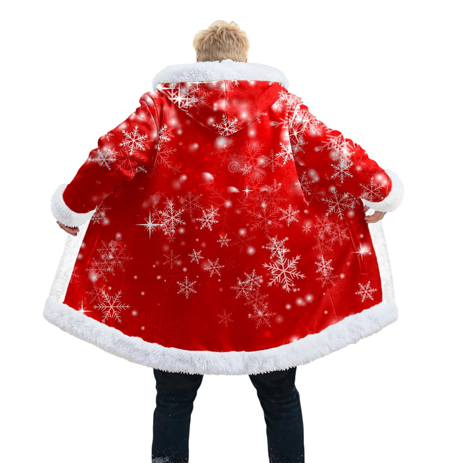 Men Christmas Tree Cape Hooded Coat Festive Cardigan Trench Coat Men ...