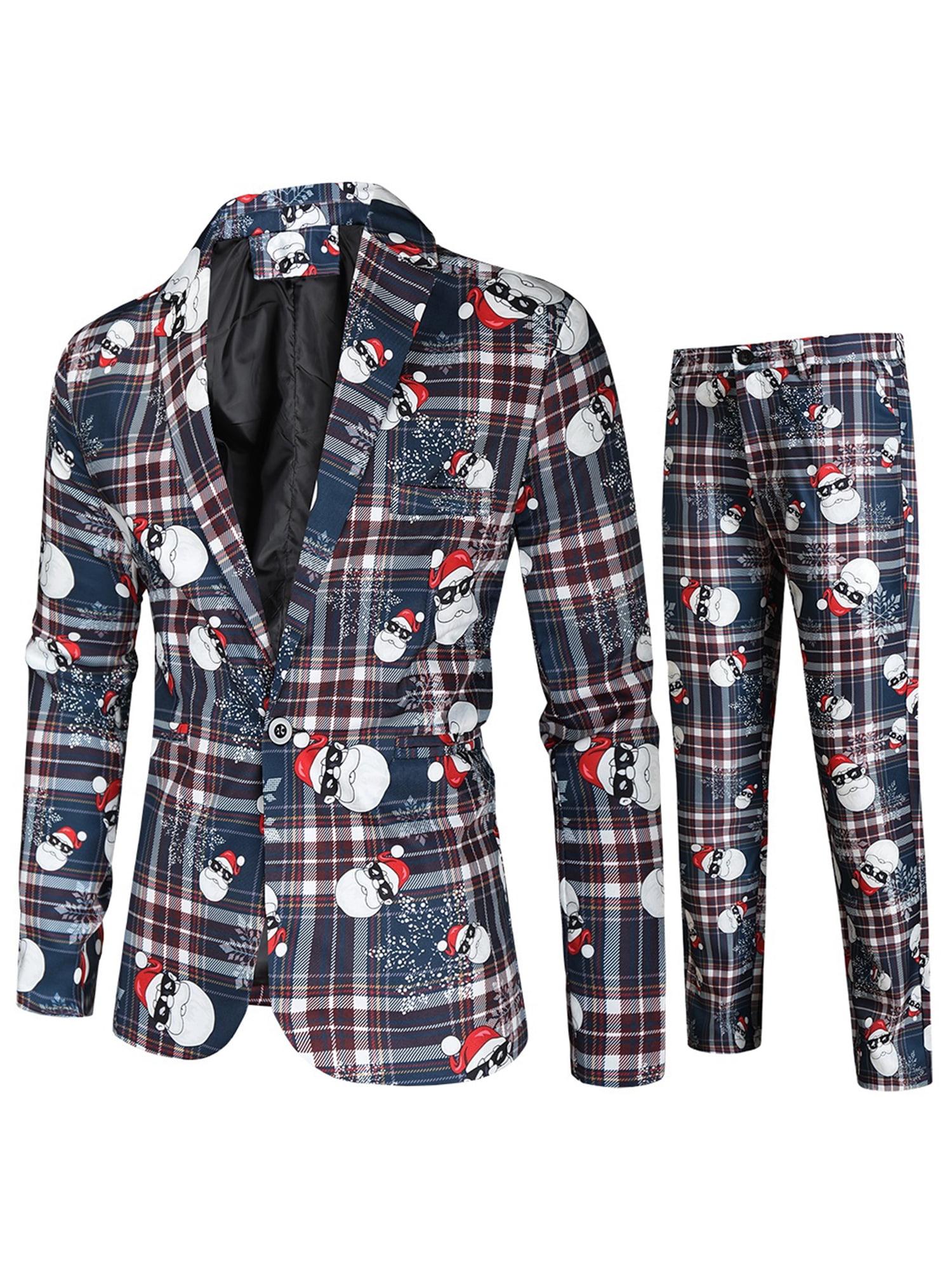 Men Christmas Tuxedo Suits 2 Piece Snowflake Santa Suit Blazer Jacket ...