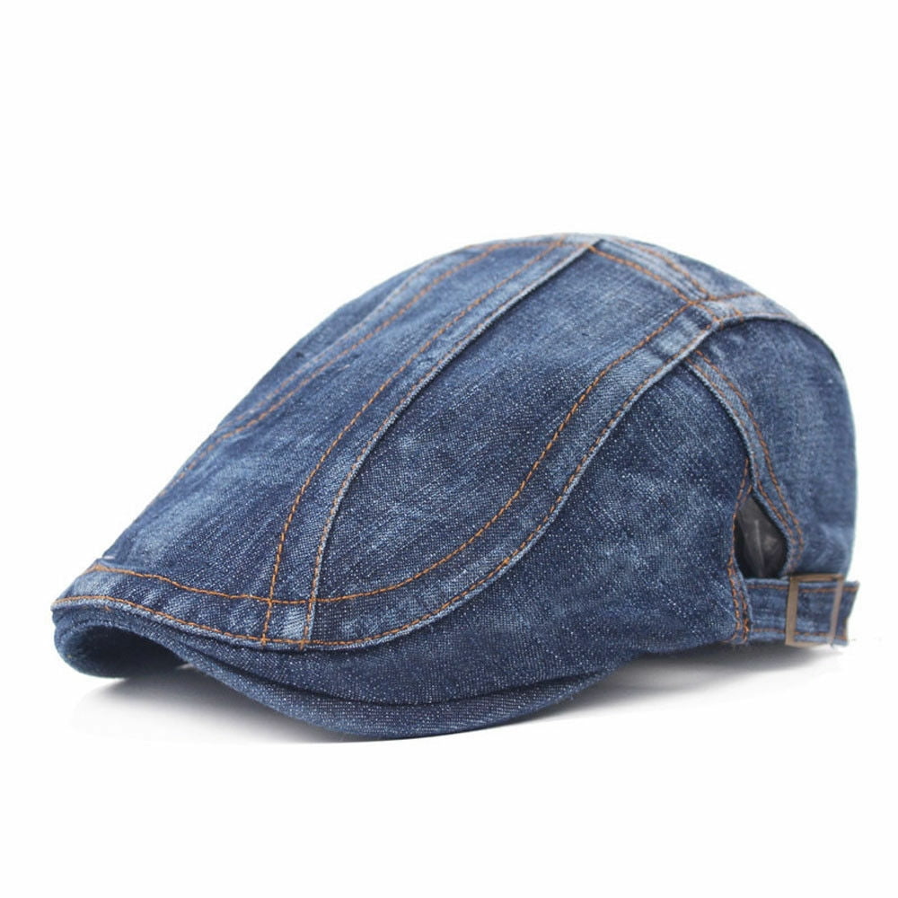 Men Classic Denim Duckbill Peaked Ivy Cap Golf Driving Flat Cabbie ...