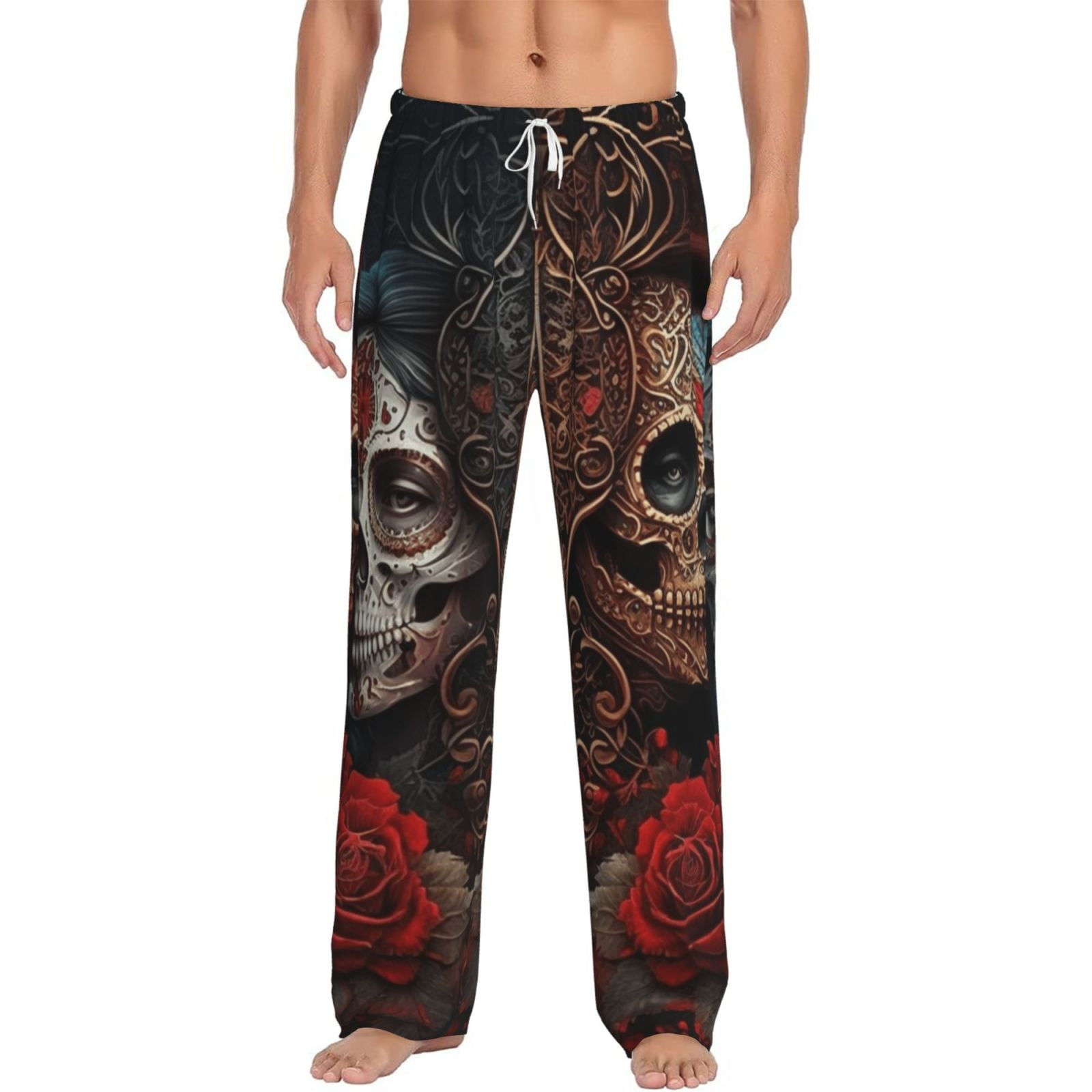 Men Comfy Pajama Pants Long Sleepwear Lounge Bottoms, Skulls Lovers Day ...