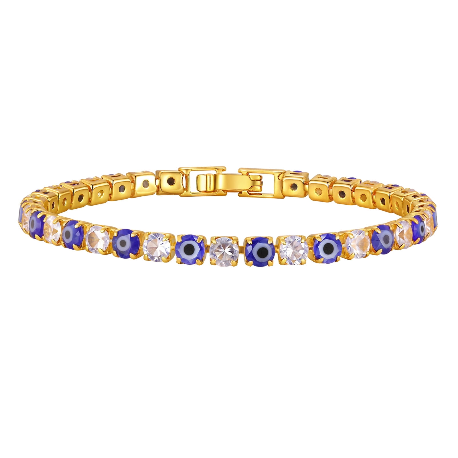 Men Copper Evil Eye Zircon Tennis Bracelet Amulet Protection Good Luck ...