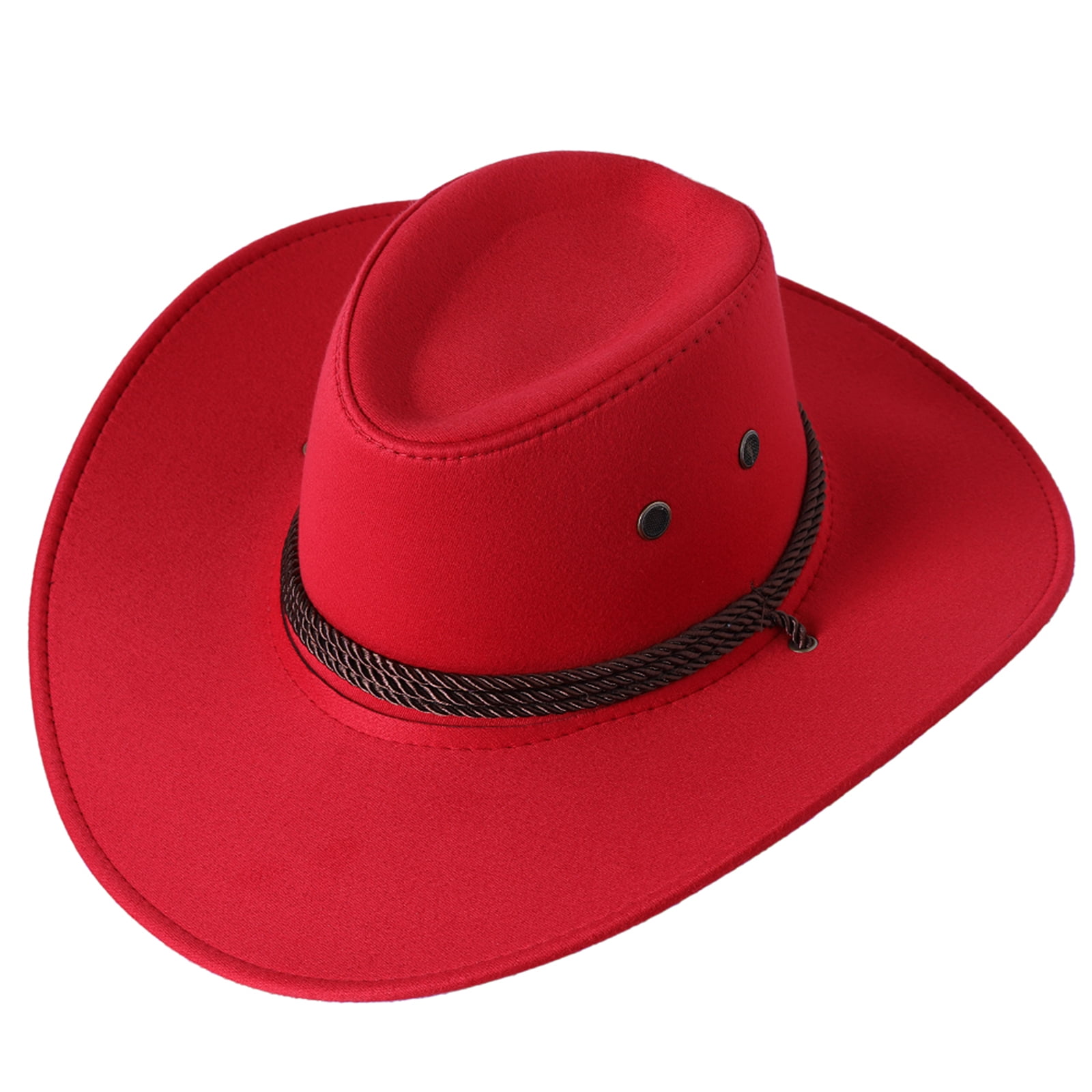 Men Cowboy Hat with Adjustable Chin Rope, Wide Brim Vintage Style ...