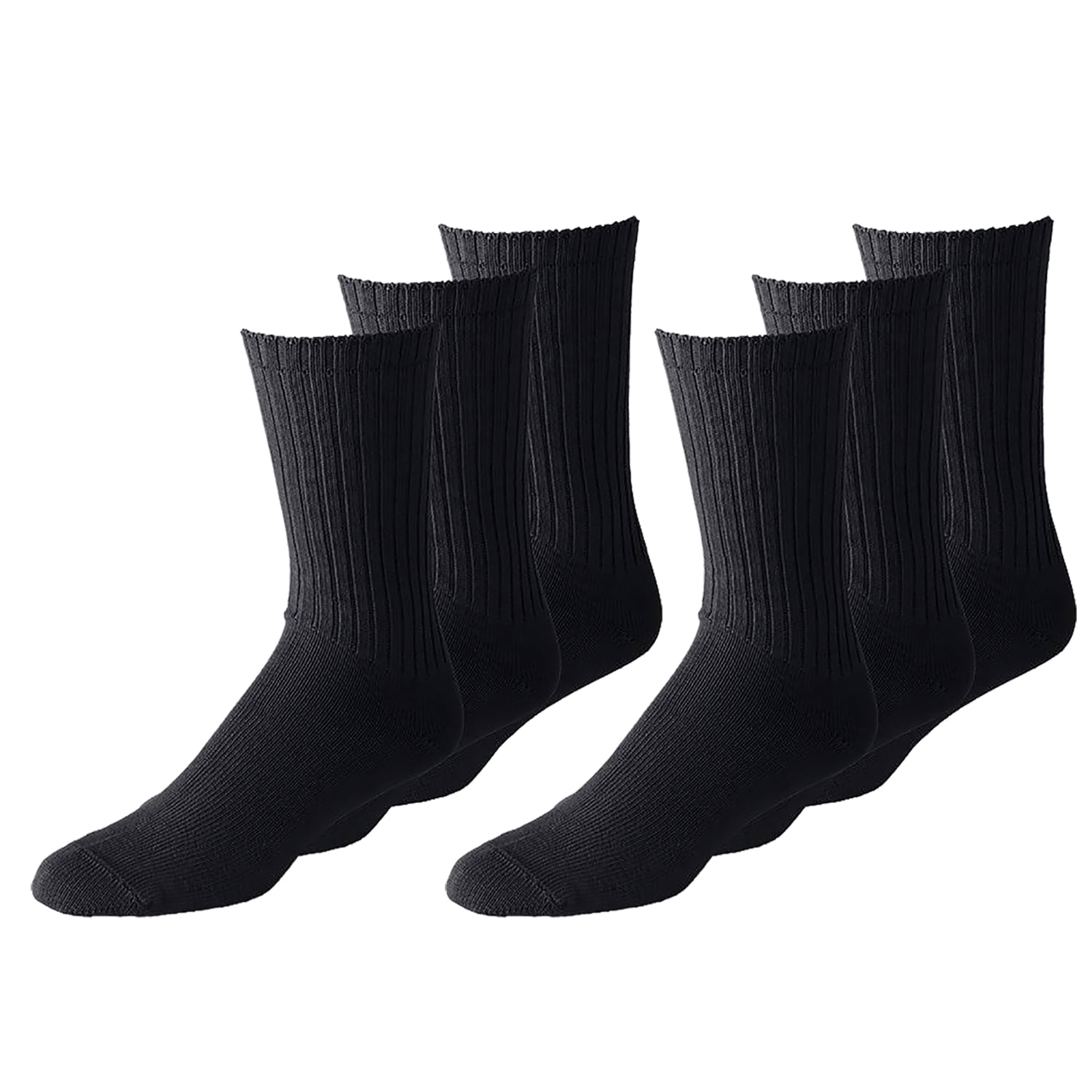 Walmart Extra Comfortable Men's Crew Socks, Shoe Size 10-13, Black ...