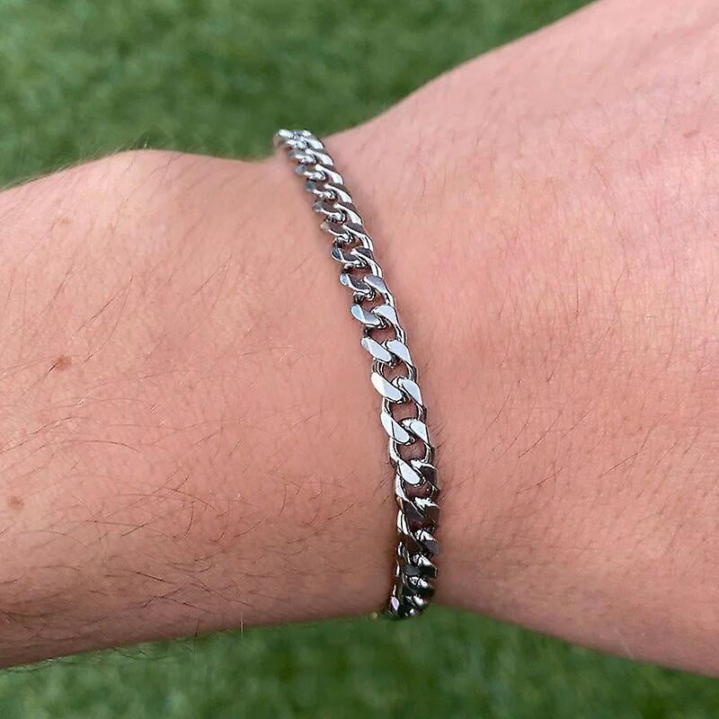 Men Cuban Rope Chain Stacking Bracelets Waterproof Stainless Steel ...