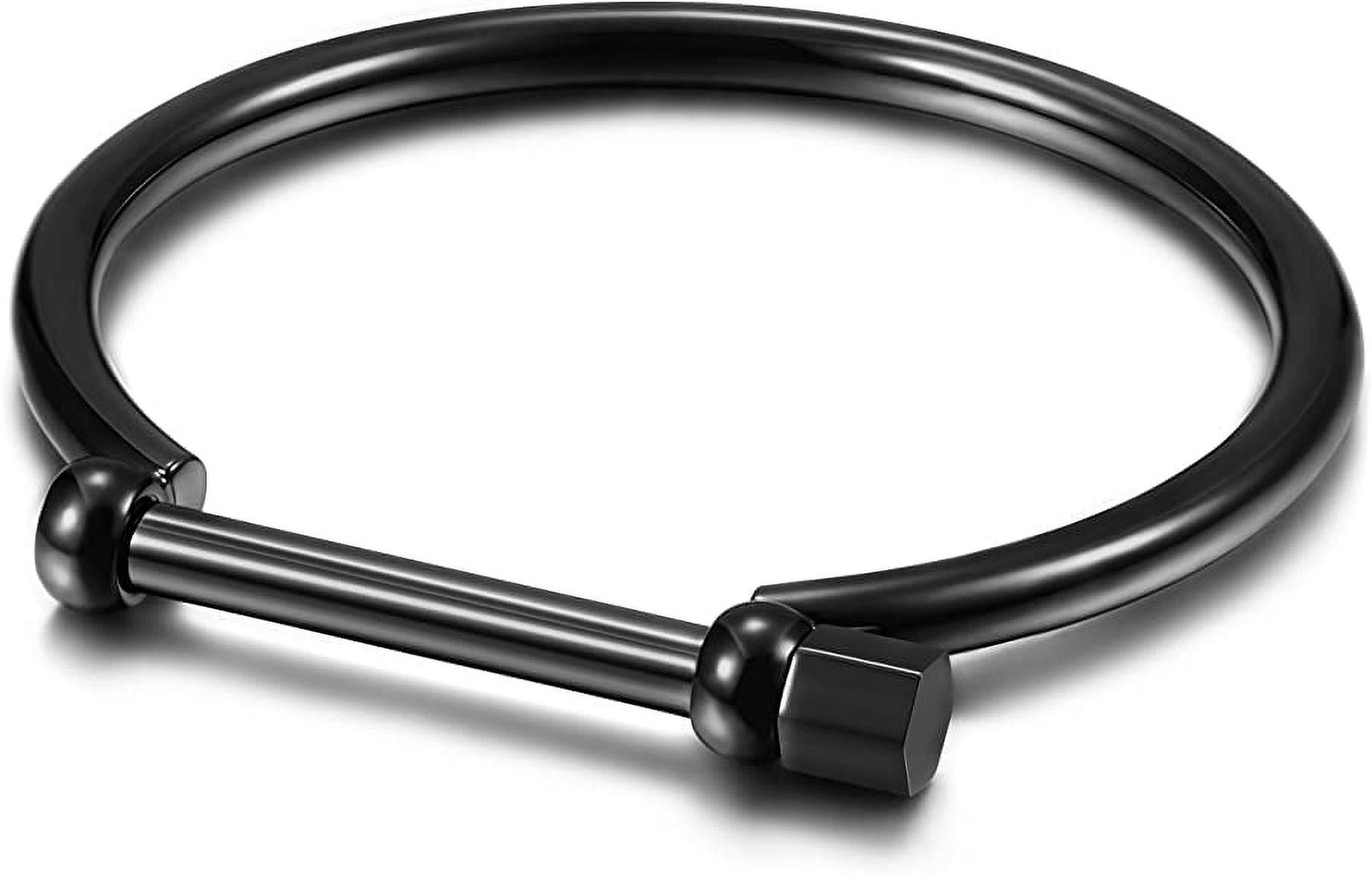 Men Cuff Bangle Bracelet Stainless Steel Screw Bar Bracelet for Men ...