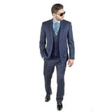 Men Dark Navy Blue Suit For Men 3 Piece Suit Slim Fit With Double ...