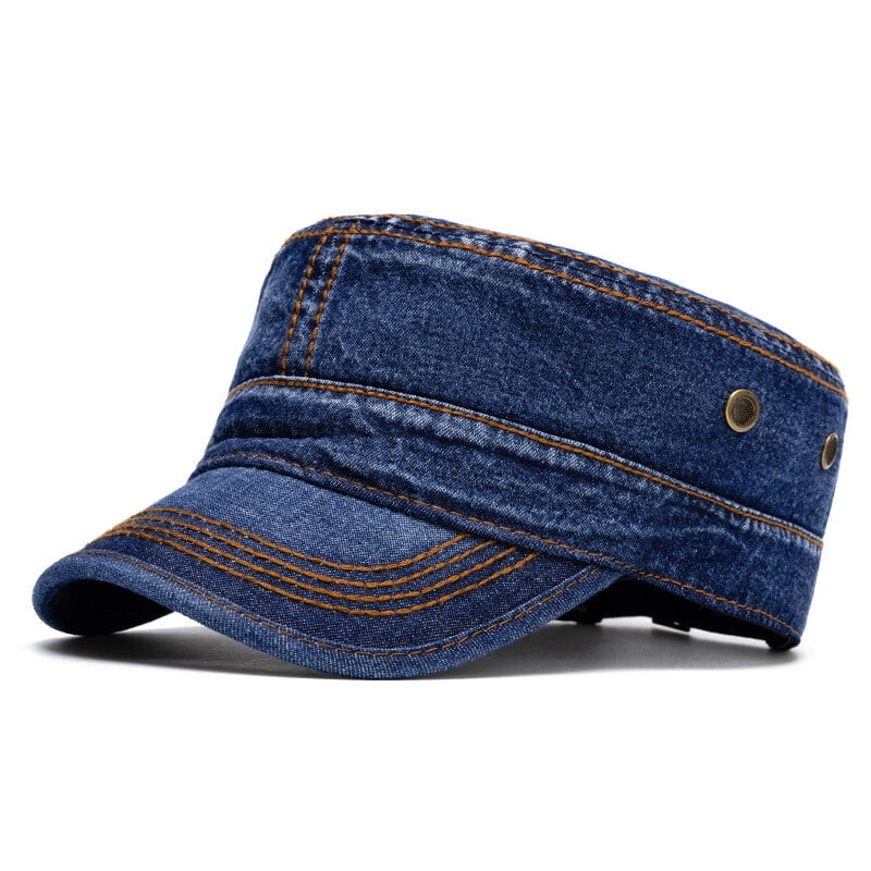 Men Denim Flat Military Hat Adjustable Army Cadet Baseball Trucker ...