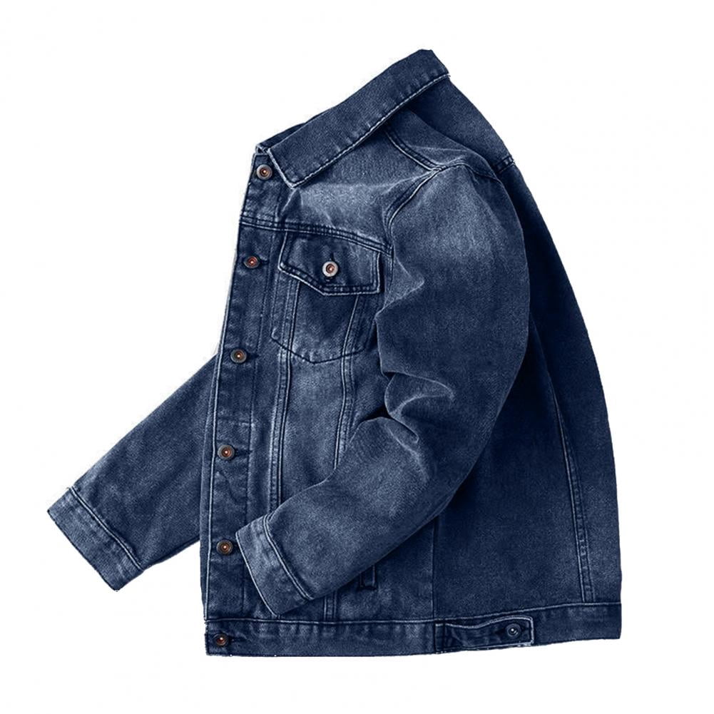 Men Denim Jacket Button Closure Men Jacket Retro Hop Style Denim Jacket ...