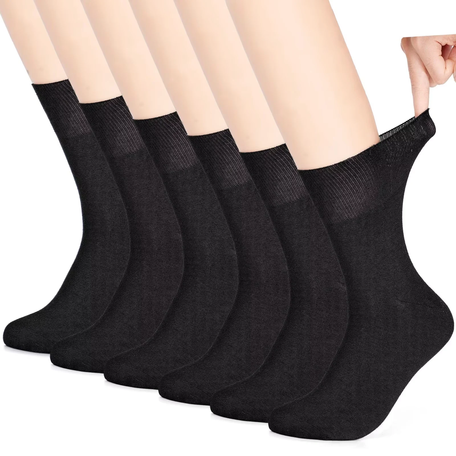 Men Diabetic Socks, Loose Cuff Non Binding Socks, 6 Pairs Extra Wide ...