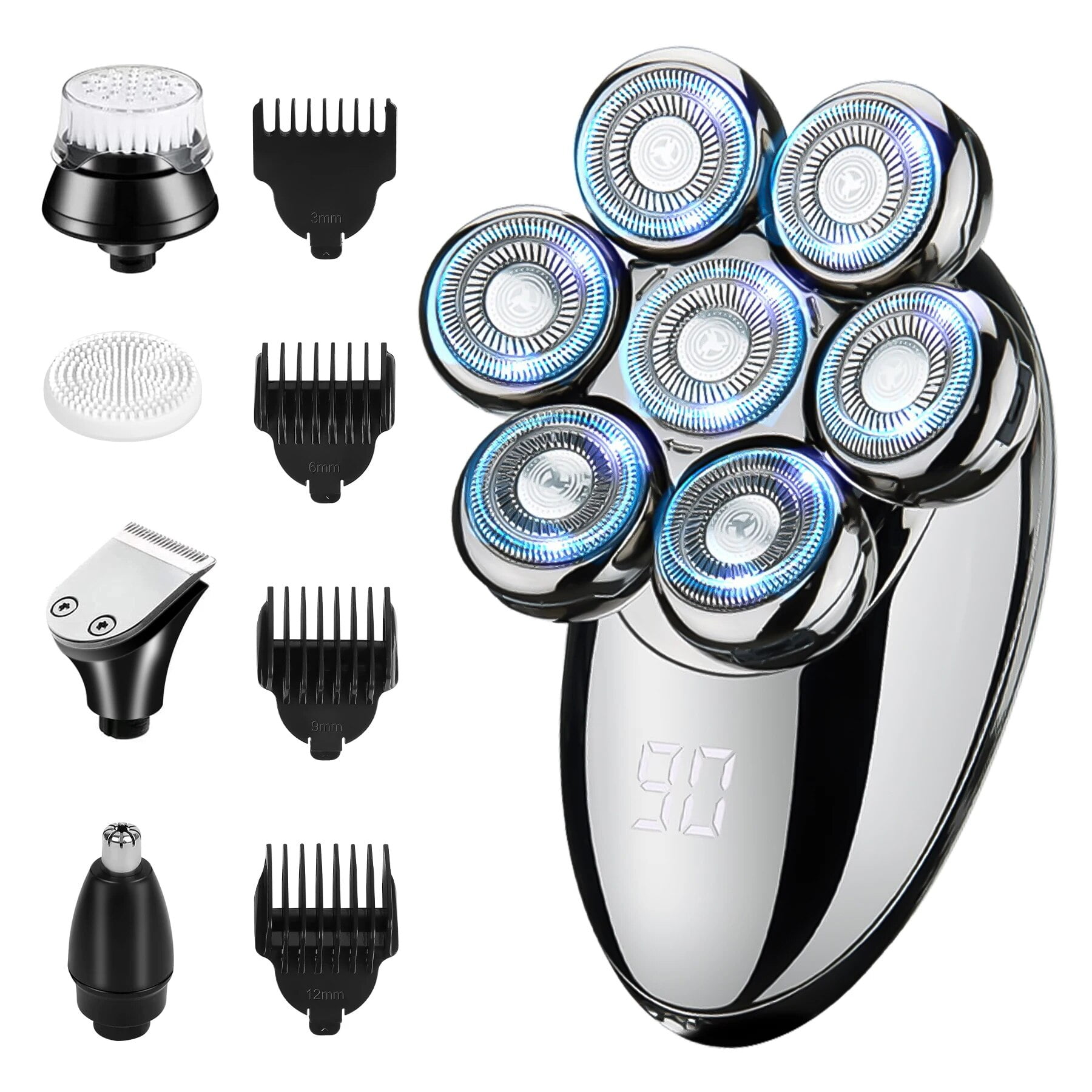 Men Electric Shaver Bald Head 5 in 1 Beard Trimmer Razor Nose Hair ...