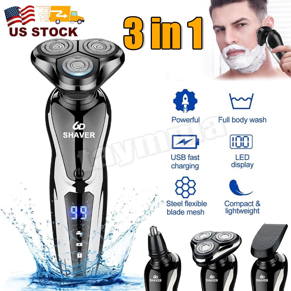 Men Electric Shaver Trimmer Rotary Razor Wet/Dry Beard Shaving USB ...