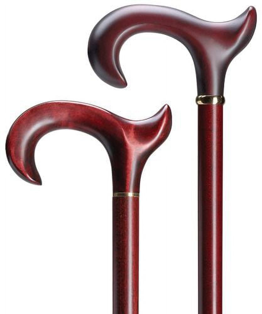 Men Extra Long Wood Cane Burgundy Anatomical Left Hand Derby Handle ...