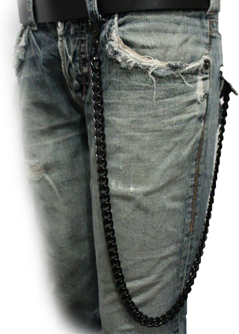 Men Fashion Black Color Wallet Chain Long Strand Strong Heavy Duty Bold ...