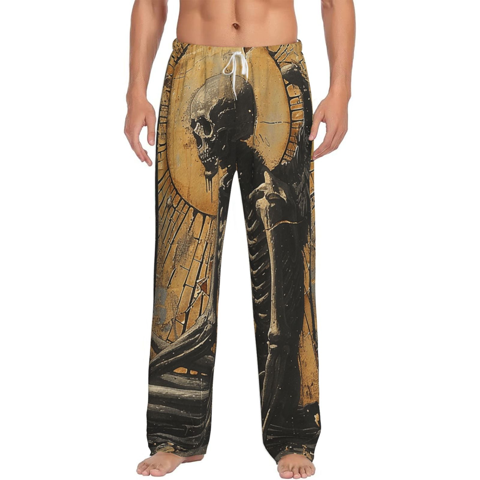 Men Flannel Pajama Pants Long Sleepwear Lounge Bottoms, Grim Reaper ...