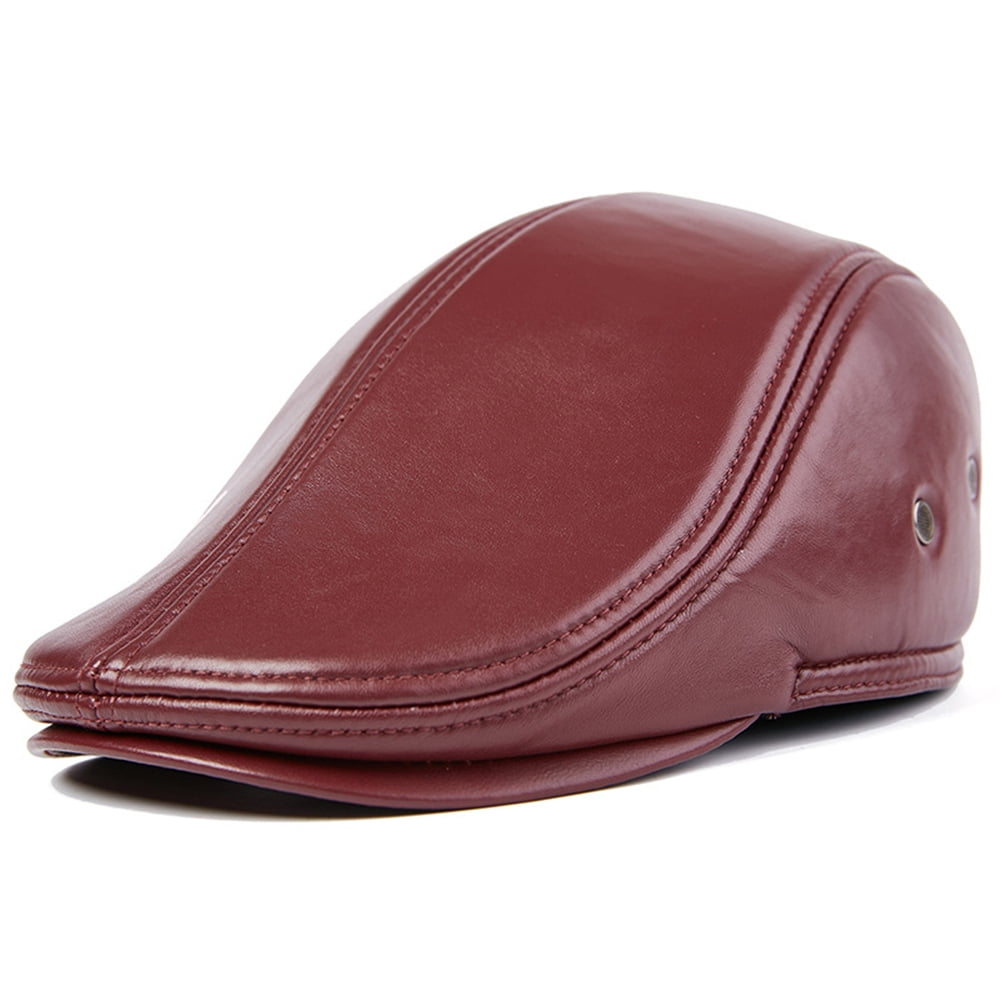 Men Flat Cap Sheepskin Real Leather Gatsby Cap Male Royal Blue Autumn ...