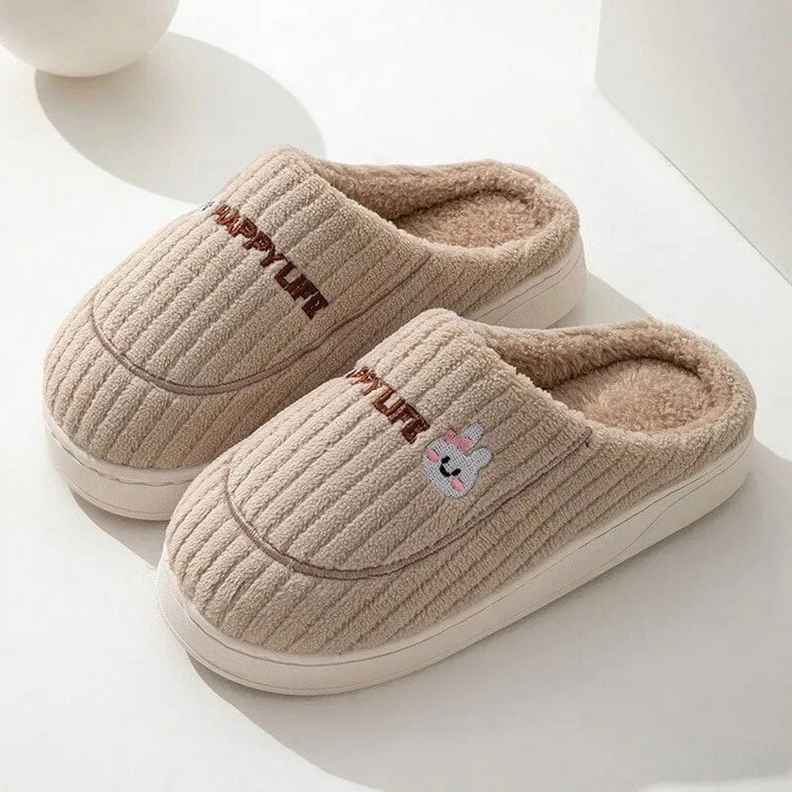Men Fluffy Fur Slippers Winter Cartoon Cat Pattern Women Cute Cat ...
