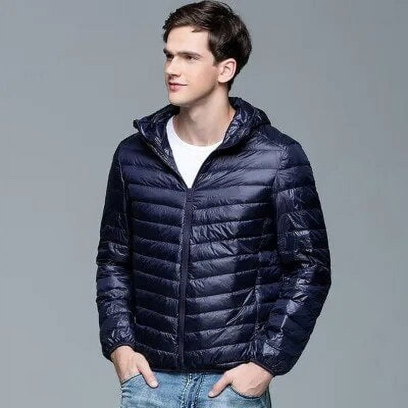 Men Fluffy Winter Coat Fashion Hooded Duck Down Jackets Ultralight ...