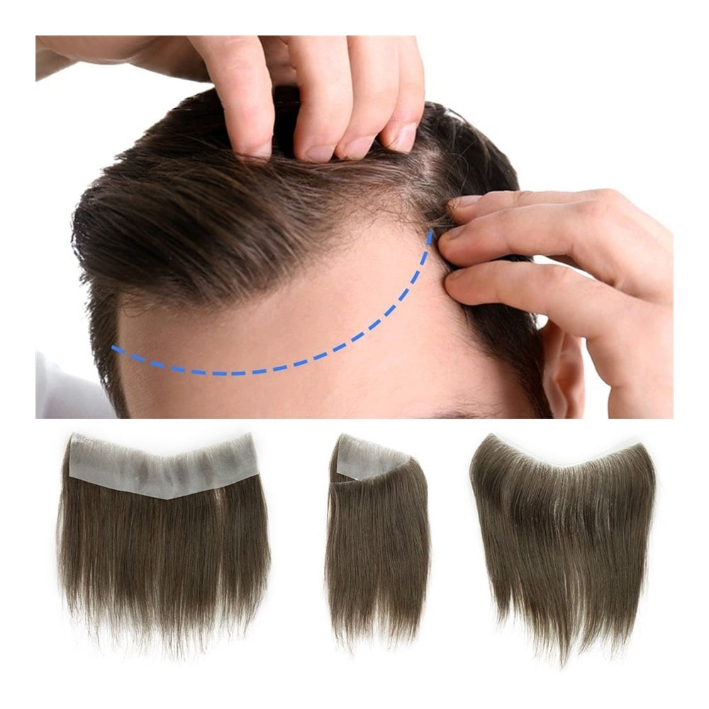 Men Forehead Hairline Toupee Human Hair Men Hairpieces Thin Skin PU ...