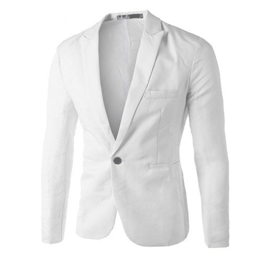 Men Formal Business Work Button Blazer Jacket Casual Slim Fit Suit Coat ...