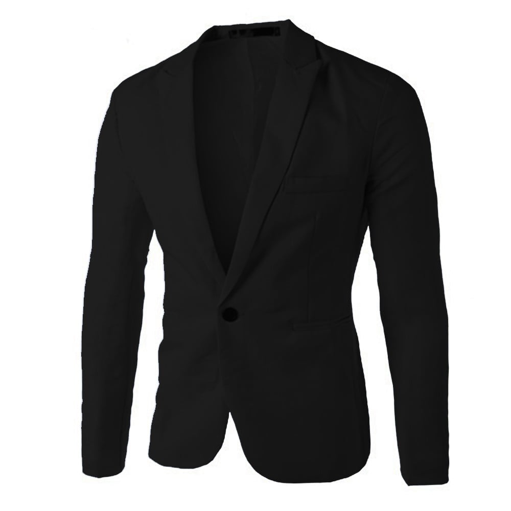 Men Formal Business Work Button Blazer Jacket Casual Slim Fit Suit Coat ...