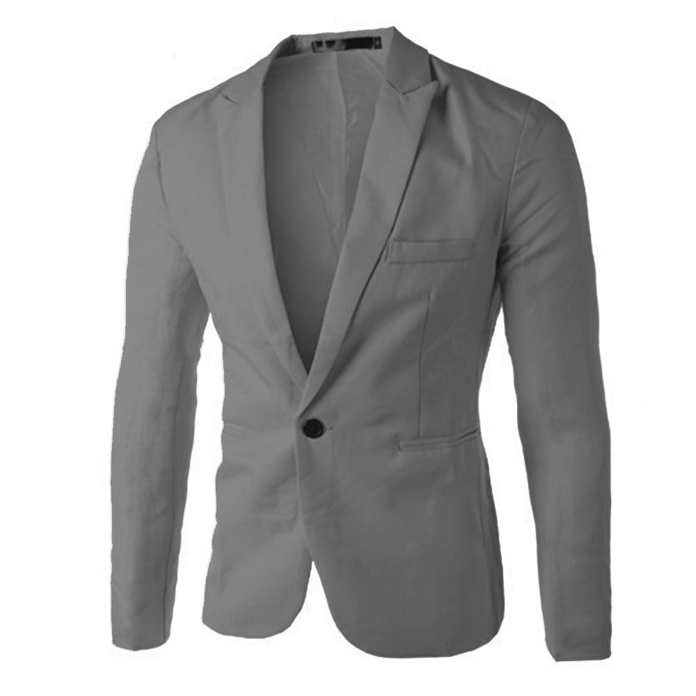 Men Formal Business Work Button Blazer Jacket Casual Slim Fit Suit Coat ...