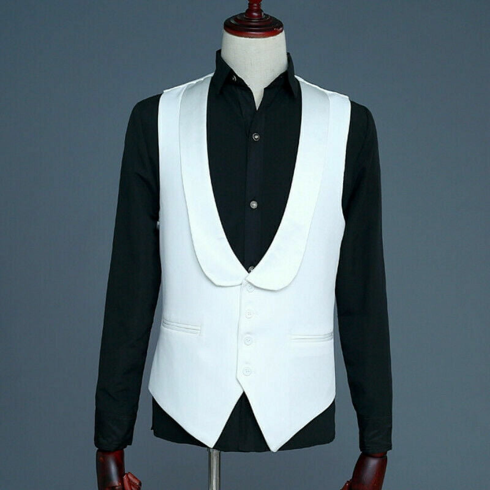 Men Formal Suit Vest Waistcoat Jacket Shawl Collar Top Wedding Party ...