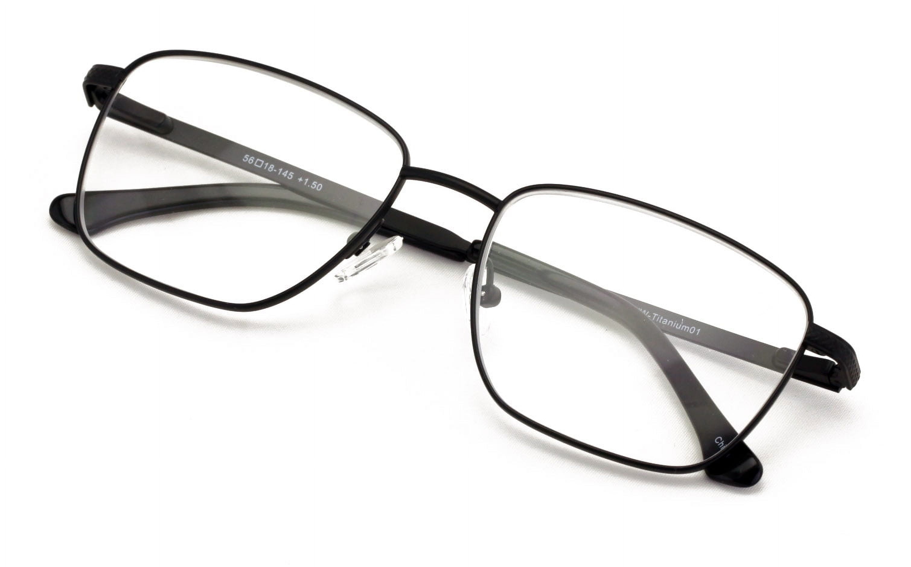 Men Full Titanium Large Wide Reading Glasses - Clear Lens Optical Frame ...