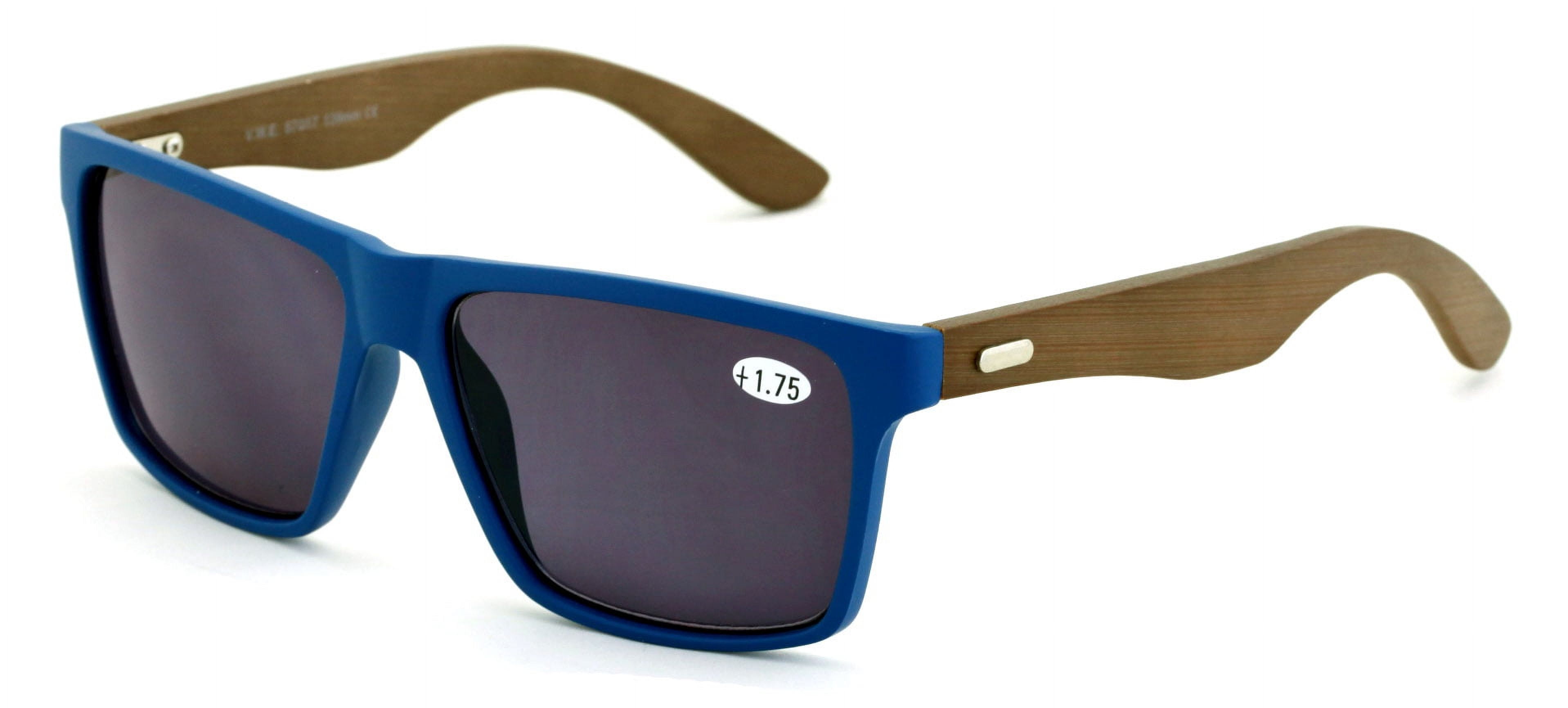 Men Genuine Bamboo Large Full Lens Sunglasses Reader - Tinted Reading Glasses 145mm Wide NOT ...