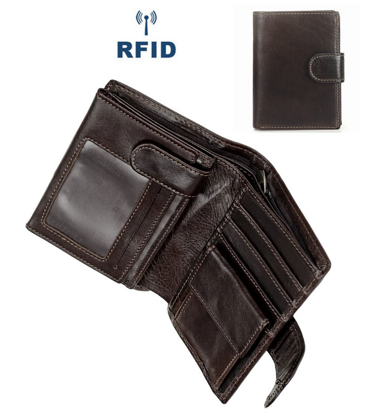 Men Genuine Leather Bifold Hybrid Short Wallets, Flap Out Trifold ...