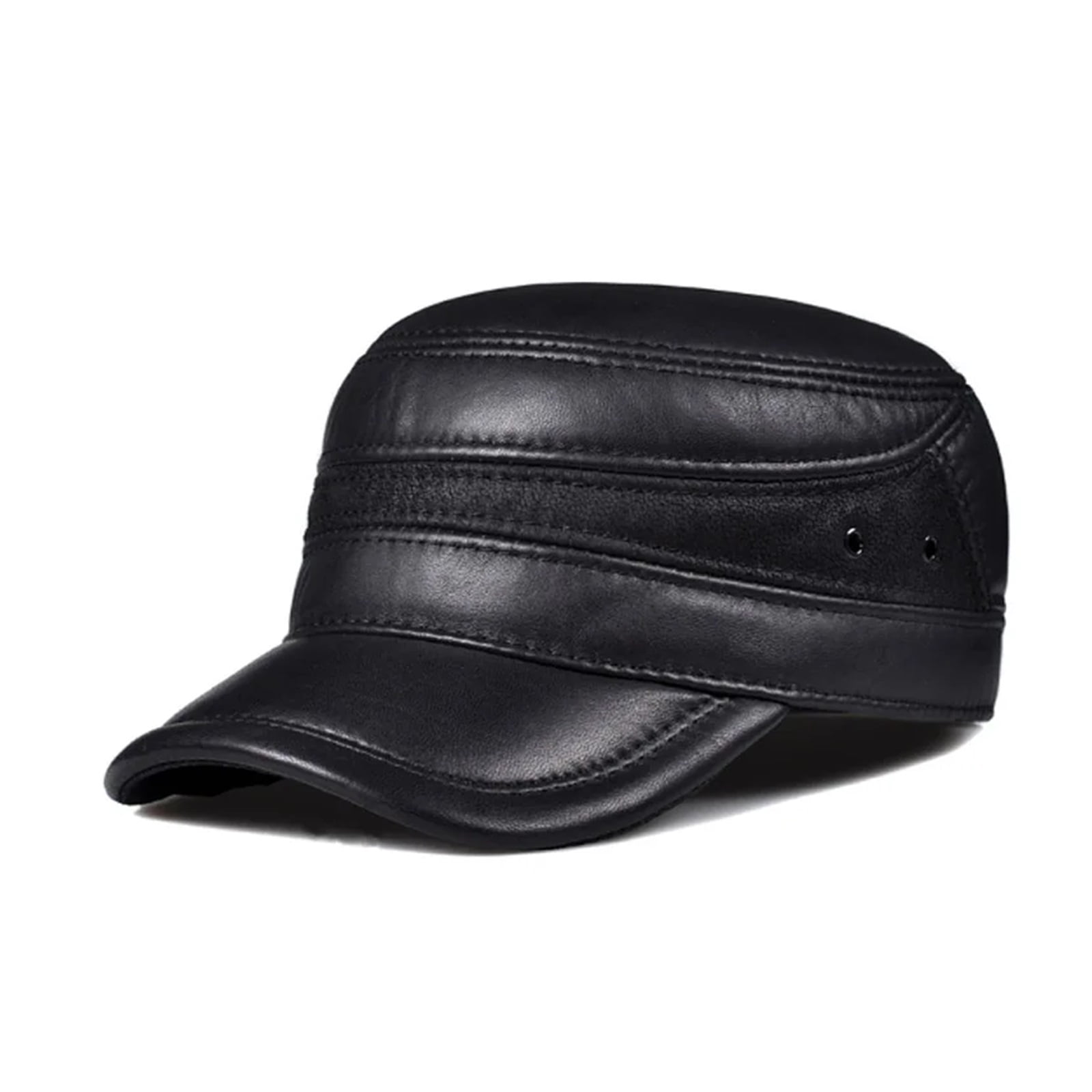 Men Genuine Leather Black/Brown Flat Baseball Caps Male 55-60 Cm ...