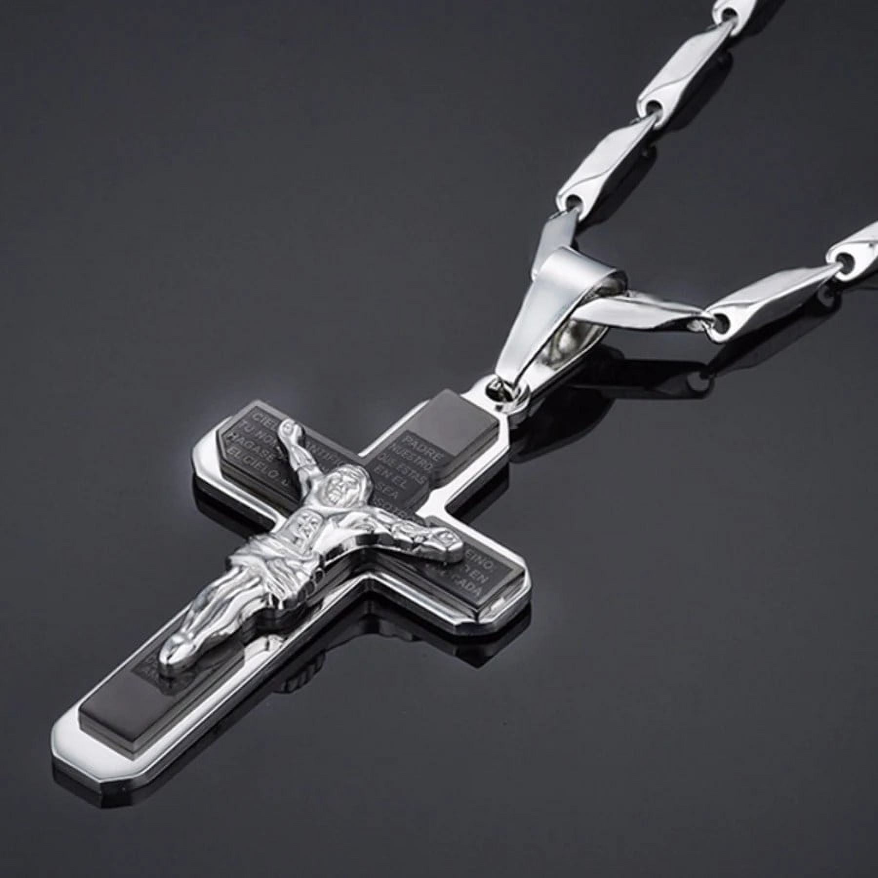 Men Golden Color Cross Chain Male Necklace Religious 14K Yellow Gold ...