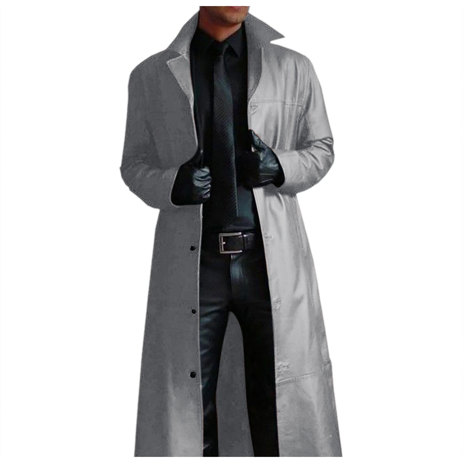 Men Gothic War Robe European Long Windbreaker Anorak Solid Button ...