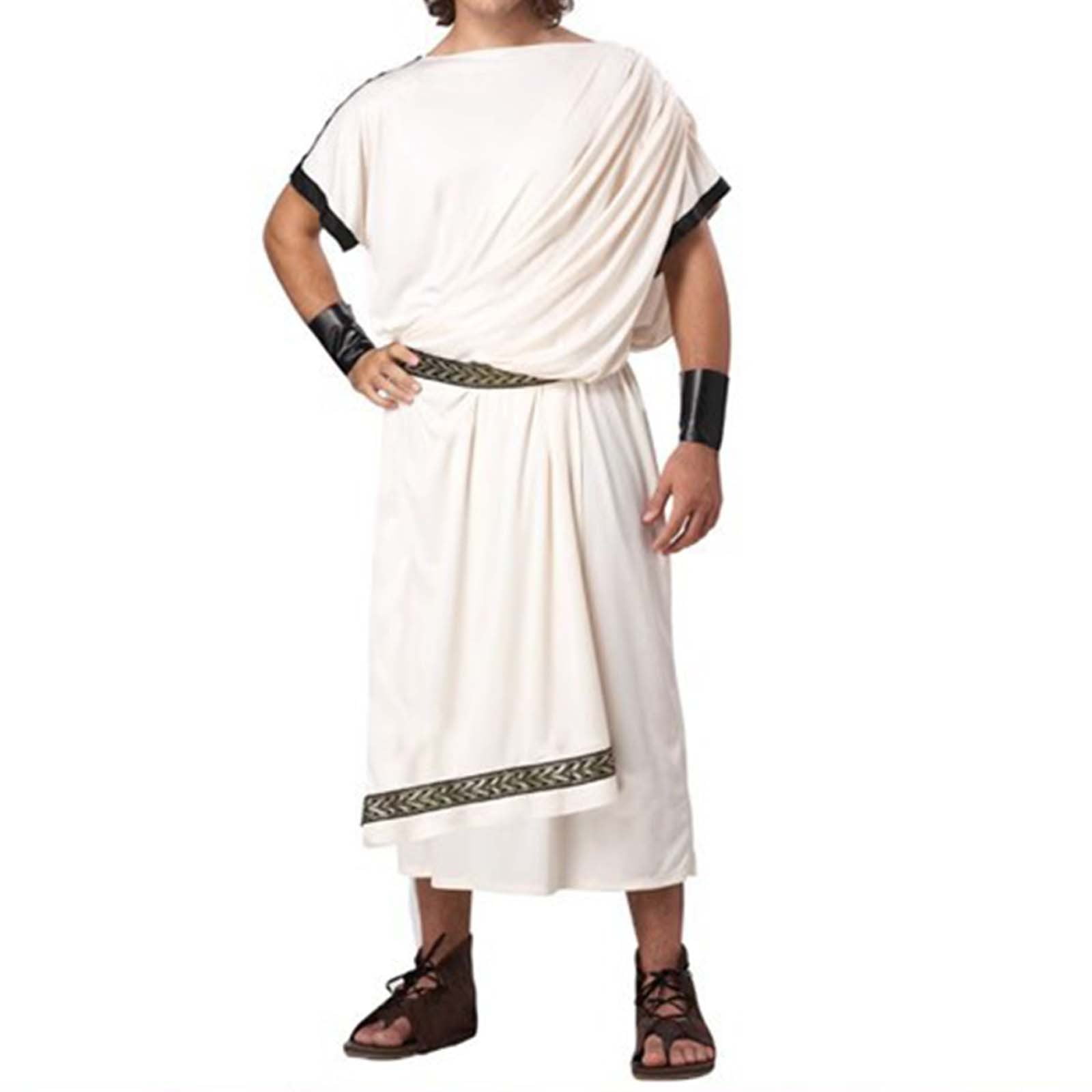 Men Greek Toga God Adult Roman Deluxe Halloween Ancient White Robe ...