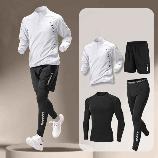 Men Gym Sets Outdoor Sports Tops Pants Trendy Youth Windbreaker ...
