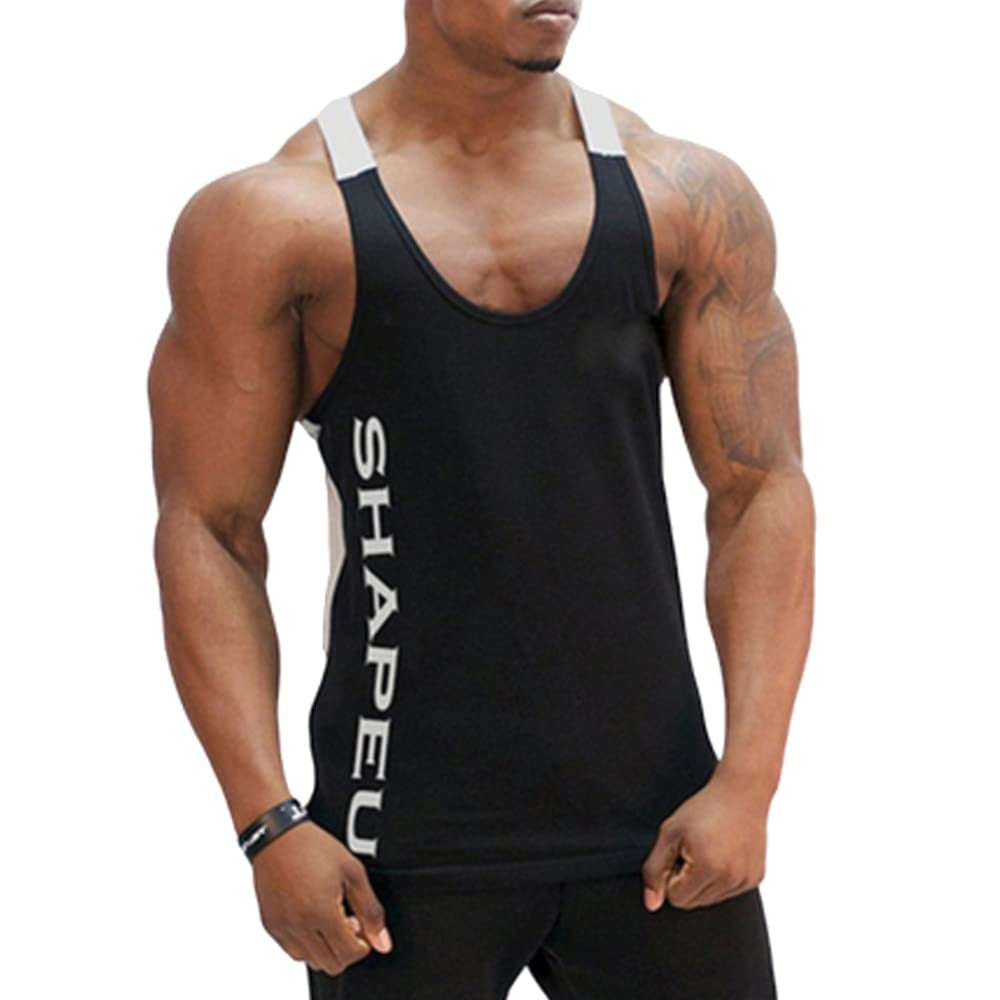 Men Gym Singlet Tank Top shirt Stringer Bodybuilding Y-Back Muscle ...