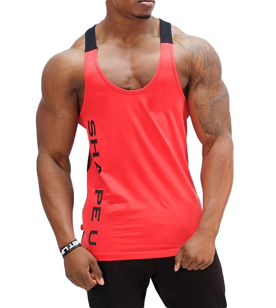 Men Gym Singlet Tank Top shirt Stringer Bodybuilding Y-Back Muscle ...