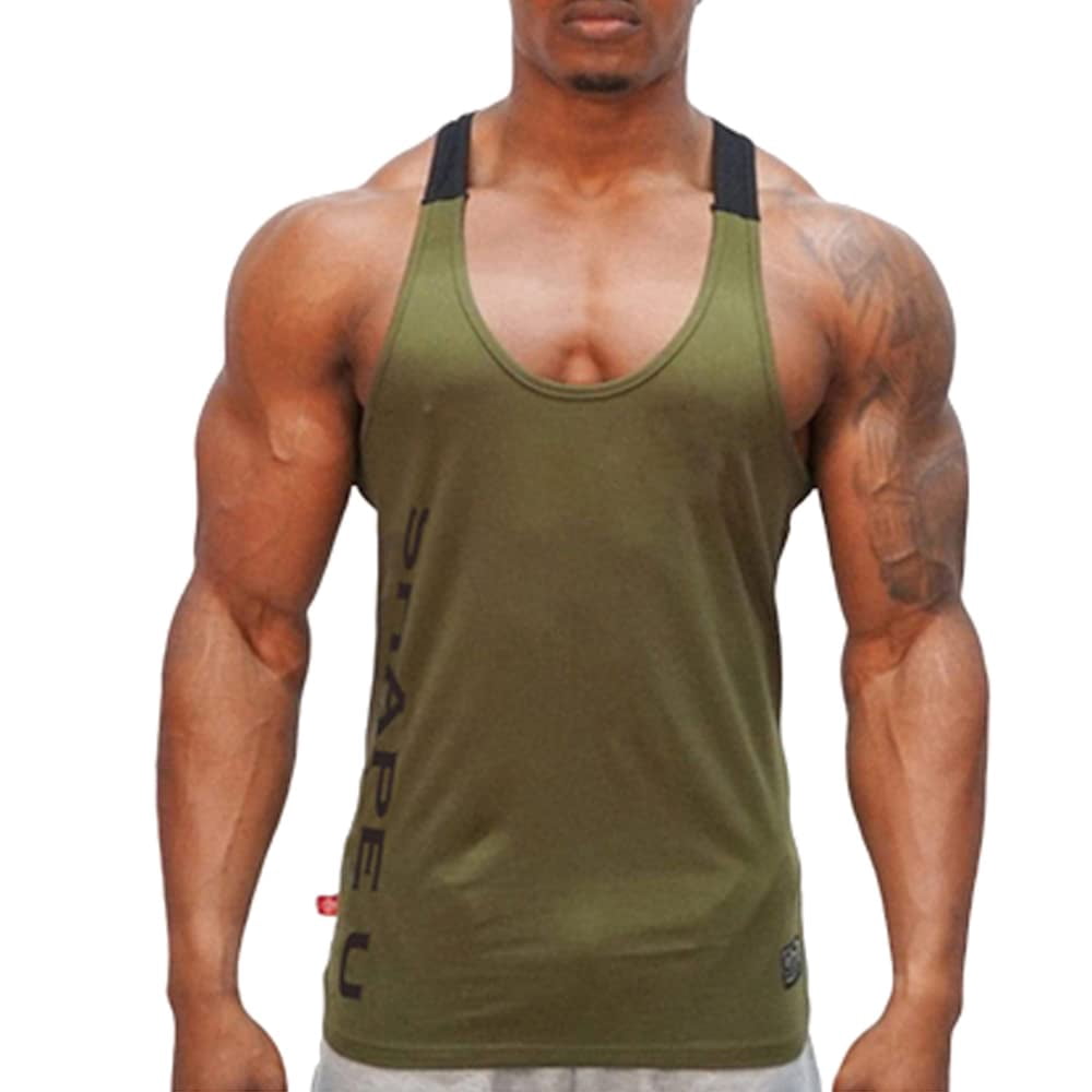 Men Gym Singlet Tank Top shirt Stringer Bodybuilding Y-Back Muscle ...
