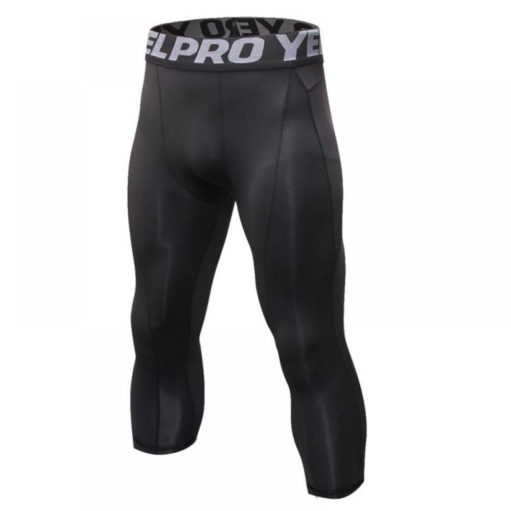 Men Gym Sport Thermal Tight Compression Base Layer Pants 3/4 Leggings ...