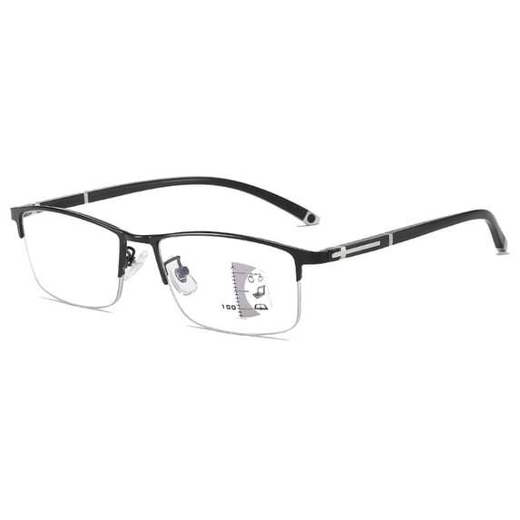 Men Half Rimless Business Black Progressive Reading Glasses 2.00, Anti ...