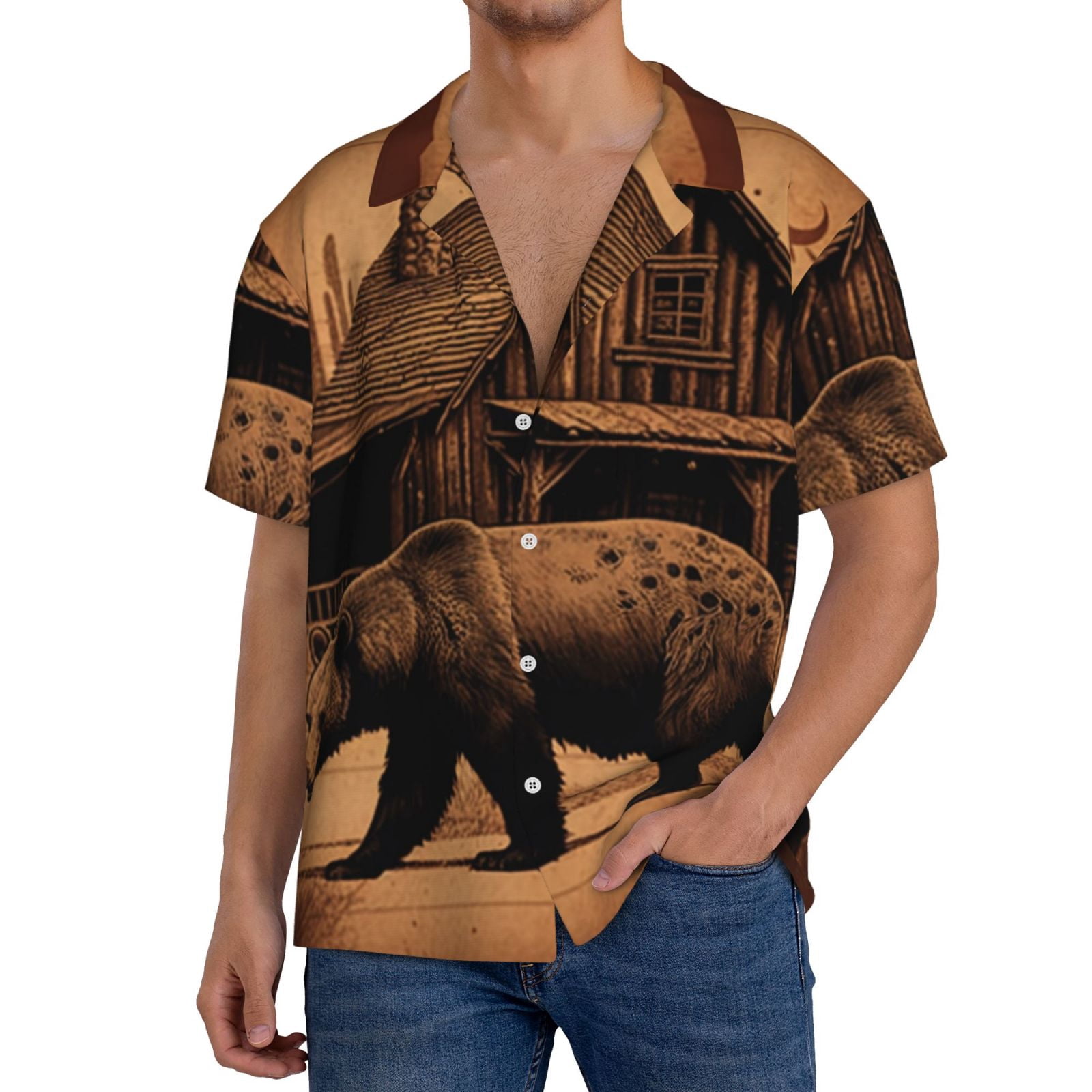 Men Hawaiian Shirts Short Sleeve Button Down Summer Beach , Rustic ...
